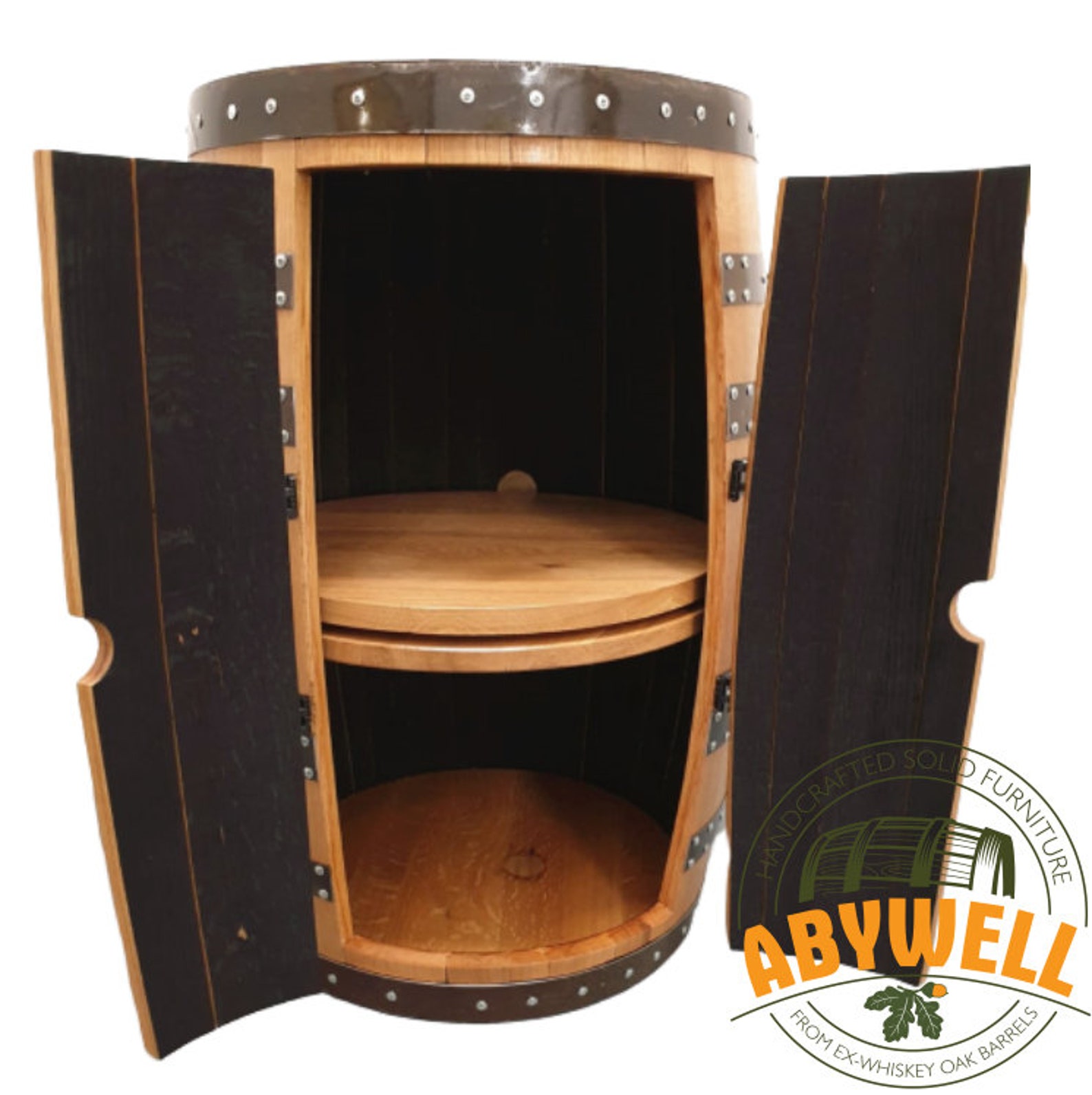ROTATING SHELF Whisky Barrel Cabinet_oak Barrel-bar_handmade - Etsy UK