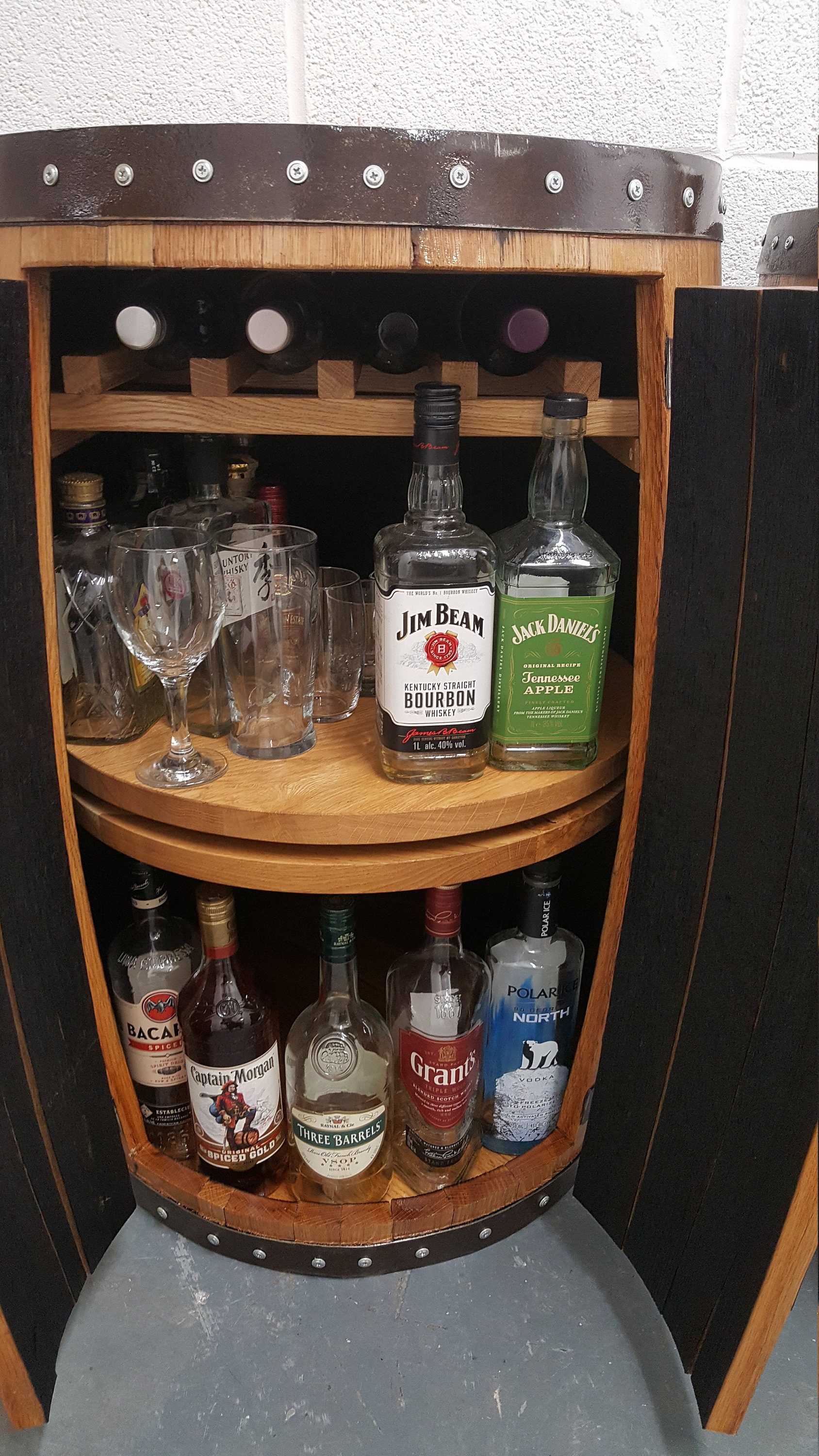 Whisky Barrel-bar_ Rotating Shelf Rack _whisky Oak Barrel | Etsy