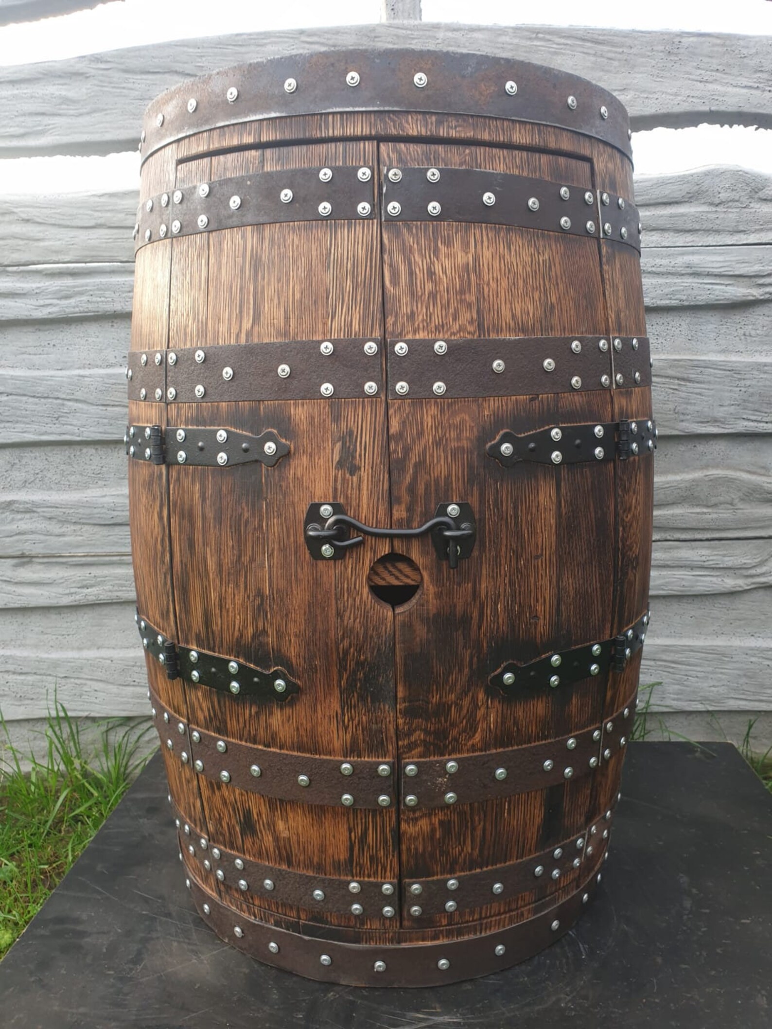 ROTATING SHELF Whisky Barrel Cabinet_oak Barrel-bar_handmade | Etsy