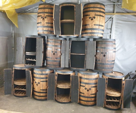 ROTATING SHELF Whisky Barrel Cabinet_oak Barrel-bar_handmade | Etsy