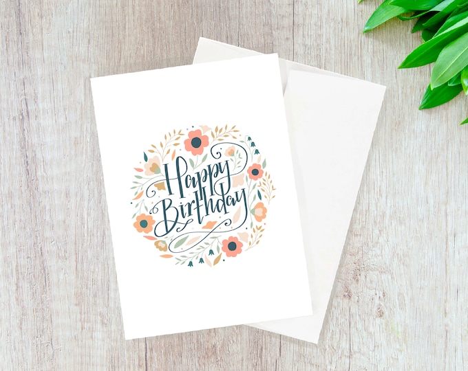 Fall Floral Birthday Card Minimal Floral Birthday Card - Etsy