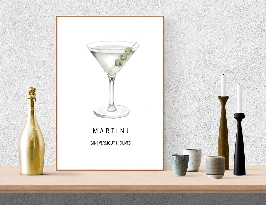 Martini Cocktail Print // Bar Print, Wedding Bar, Wall Art, Home Bar ...