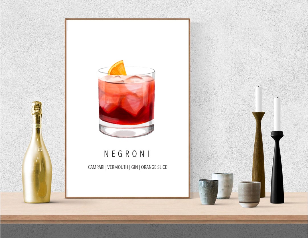 Negroni Cocktail Print // Bar Print, Wedding Bar, Wall Art, Home Bar ...