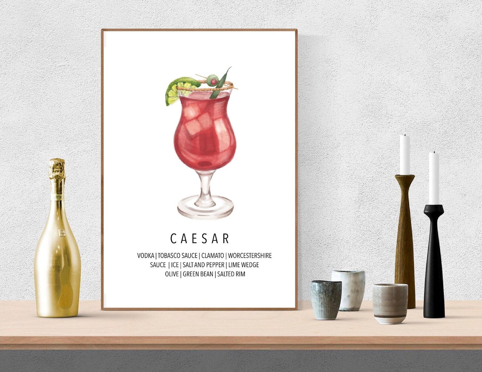 Caesar Cocktail Print // Bar Print Wedding Bar Wall Art - Etsy