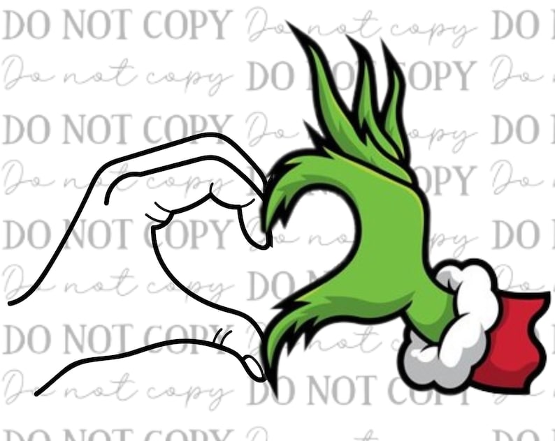 Grinch Hand Heart PNG Download - Etsy