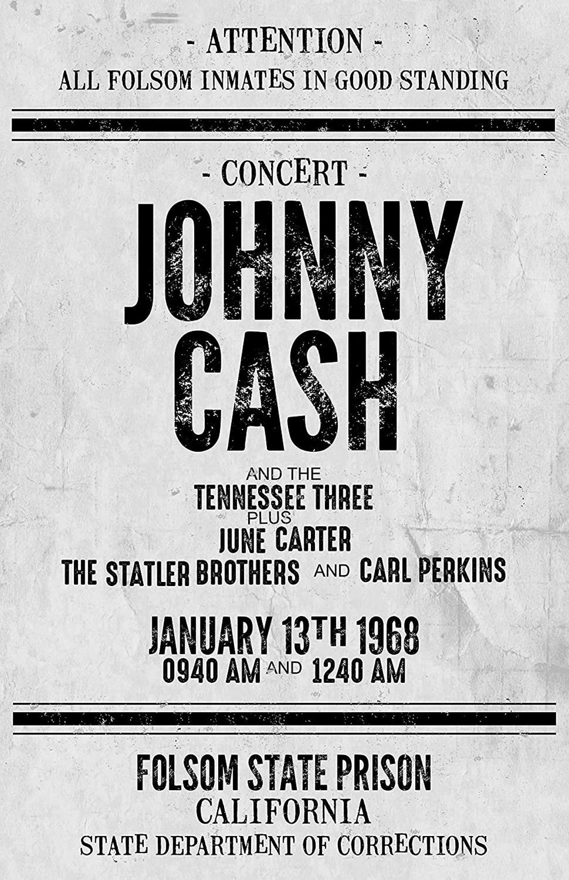 JOHNNY CASH Folsom Prison Poster Print 11x17 - Etsy