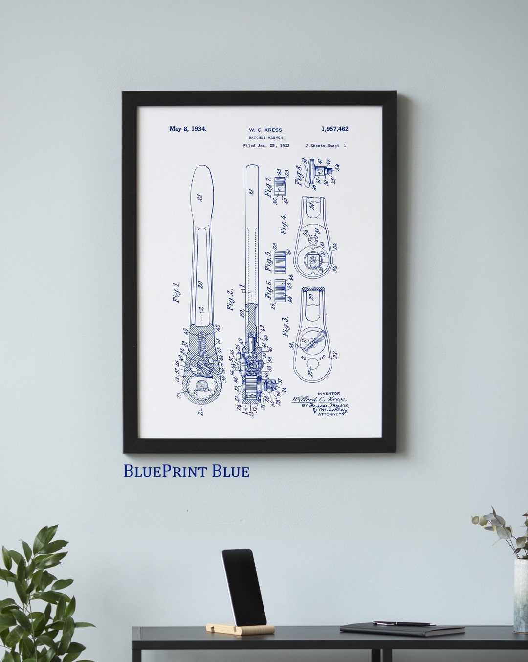 Ratchet Wrench U.S. Patent Drawings Work Shop Art Tool Patent Décor - Etsy