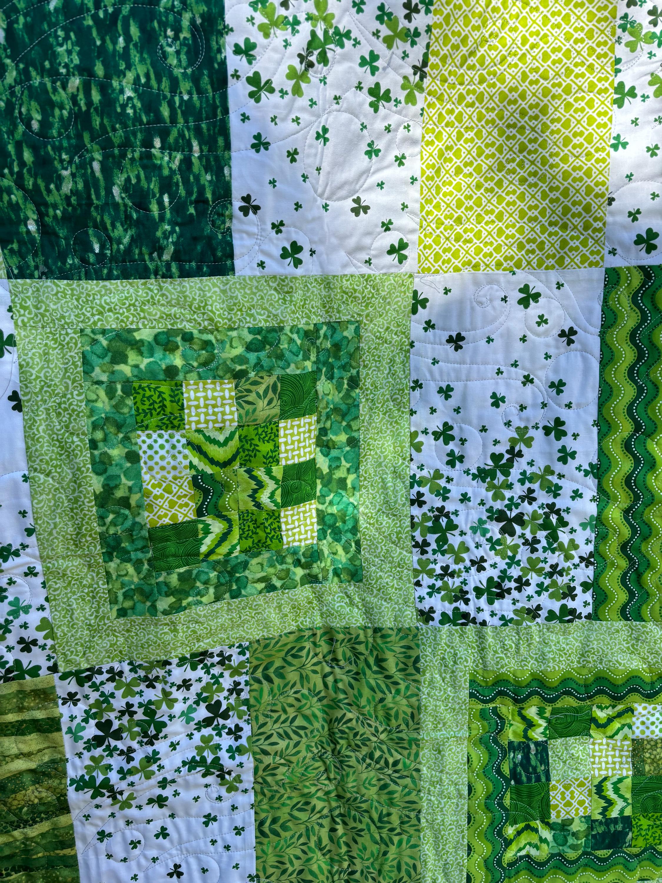 Green Elephant Baby Quilt: Reversible Clover Patchwork Nursery Decor ...