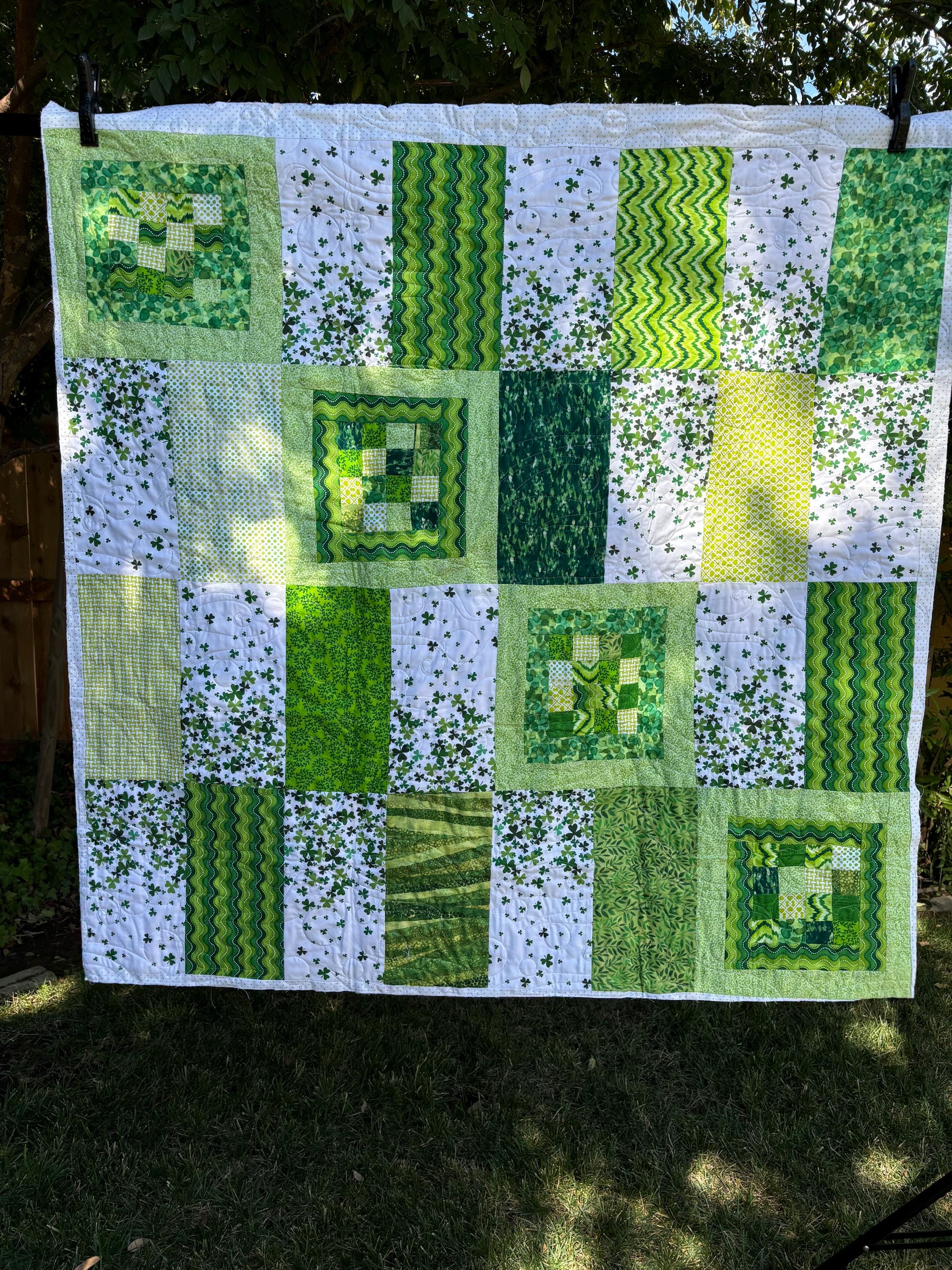 Green Elephant Baby Quilt: Reversible Clover Patchwork Nursery Decor ...