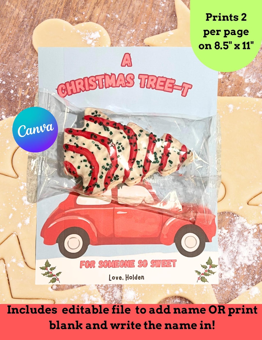 EDITABLE Christmas Tree Cake Card - Classroom Treat for Kids - Class ...