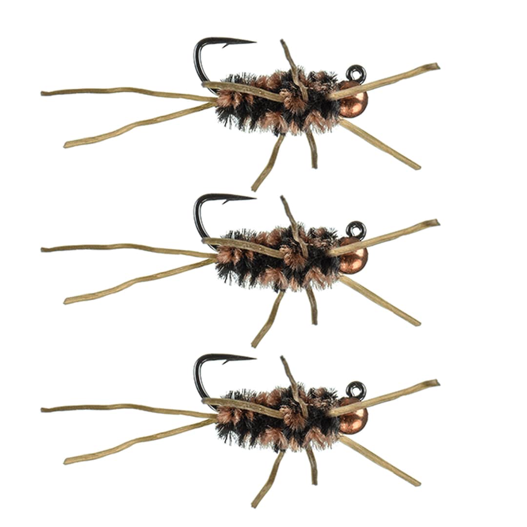 Jigged Pat's Rubber Legs Fly: Coffee Chenille Nymph - Trout Flies (3 ...
