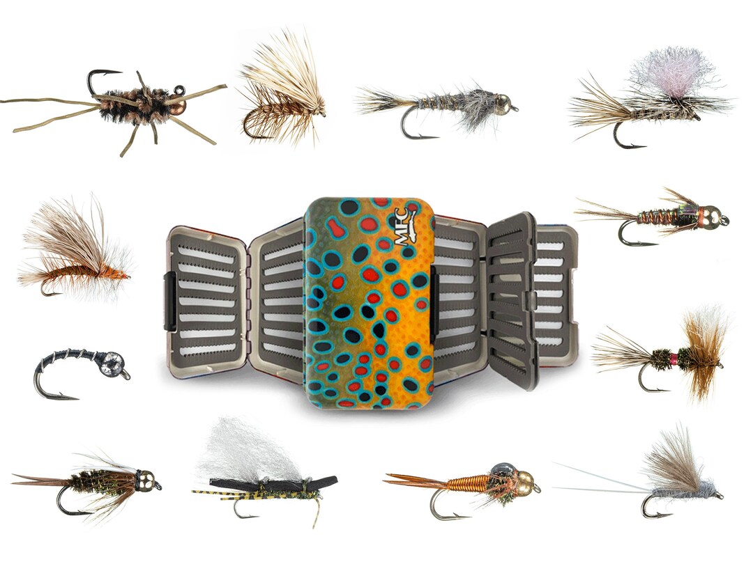 Fly Fishing Flies Assortment: MFC Fly Box, Trout Lures - Etsy