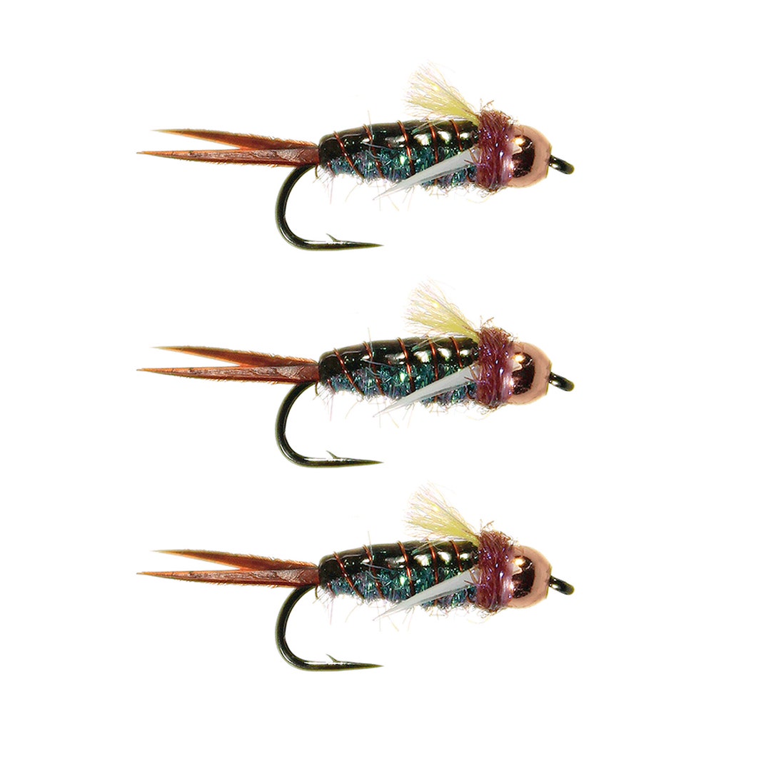 Psycho Prince Nymph Fly: Dark Green Trout Flies (3 Pack, Hook Size 14 ...