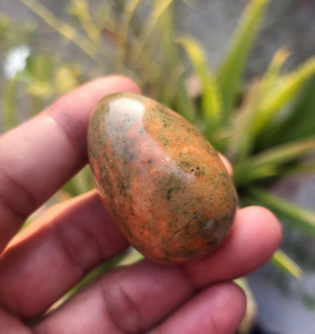 Natural Unakite Stone Egg - Heart Chakra Crystal - Carved Unakite ...