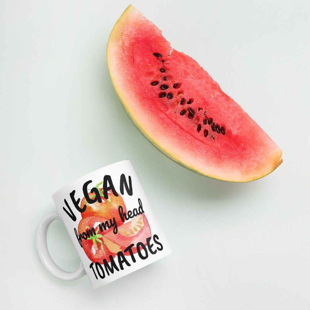 Vegan From My Head Tomatoes Vegan Coffee Mug Cute Vegan Mug - Etsy UK