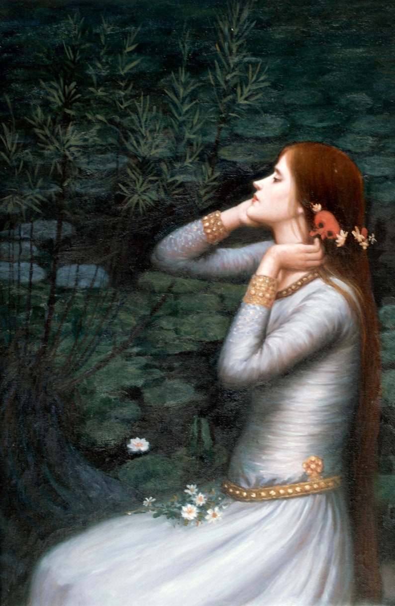 Original oil painting Ophelia John William Waterhouse Hand | Etsy