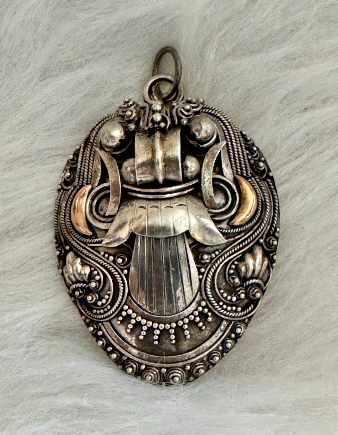 Vintage "chinese" Sterling Silver Mask Pendant - Etsy