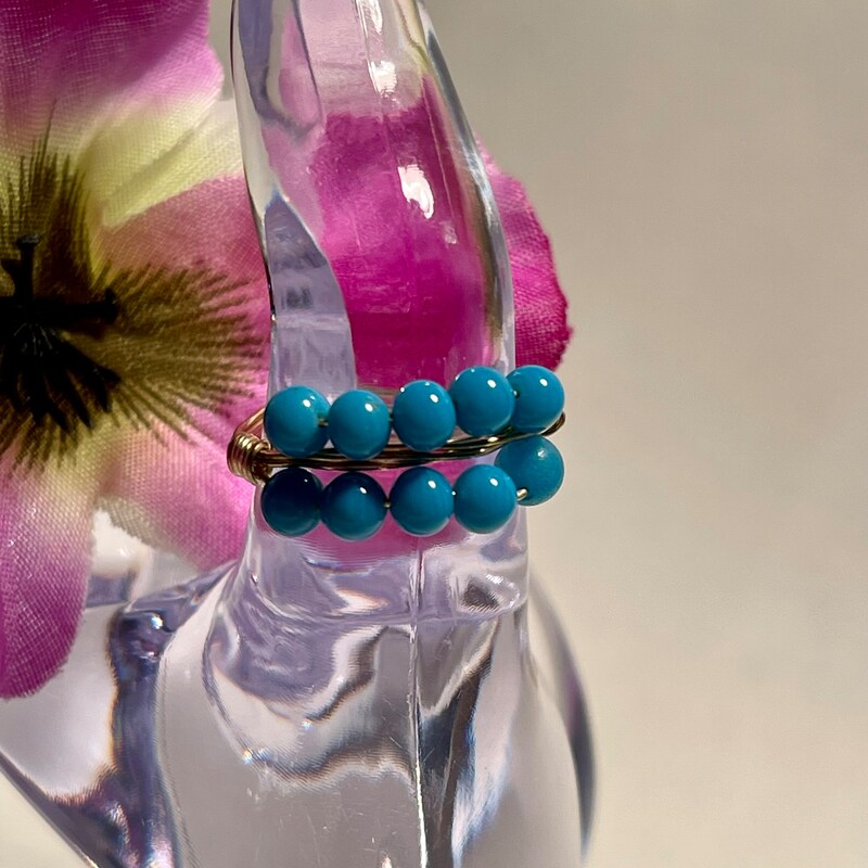 Wire Wrapped Beaded Ring - Etsy