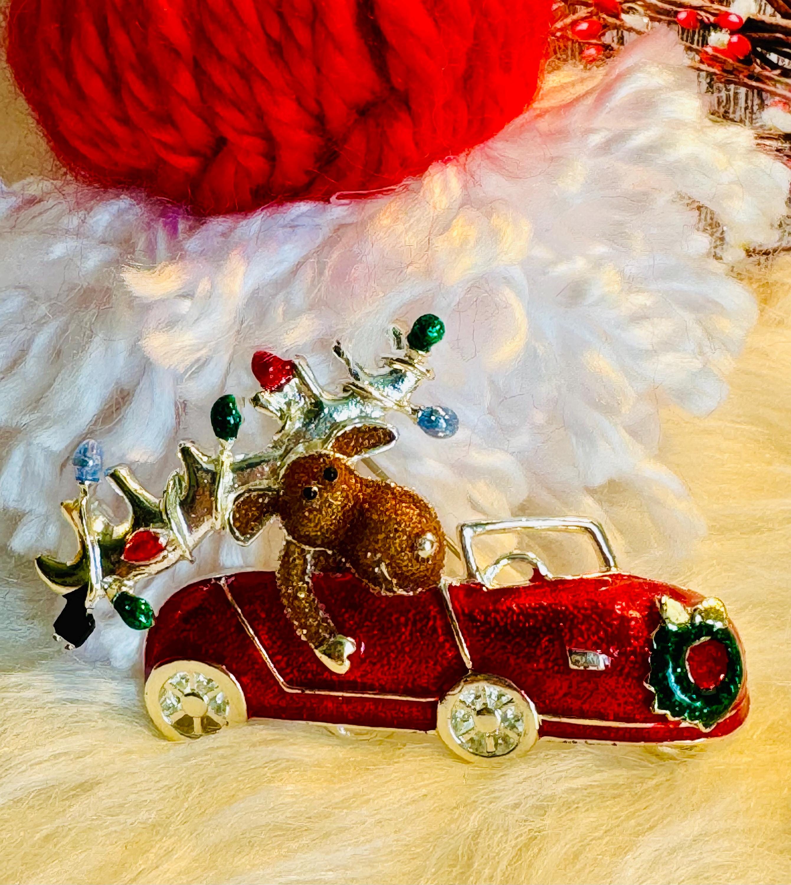 Vintage Christmas Moose Enamel Pin - Etsy