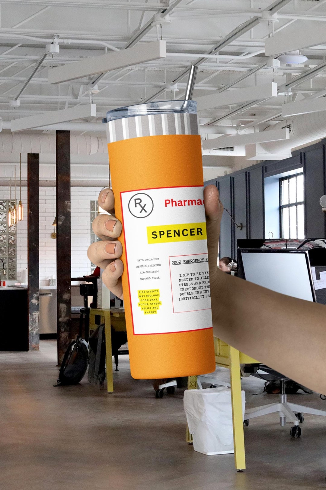 Medication Bottle - Pill Bottle -20oz Skinny RX Bottle - Personalized ...