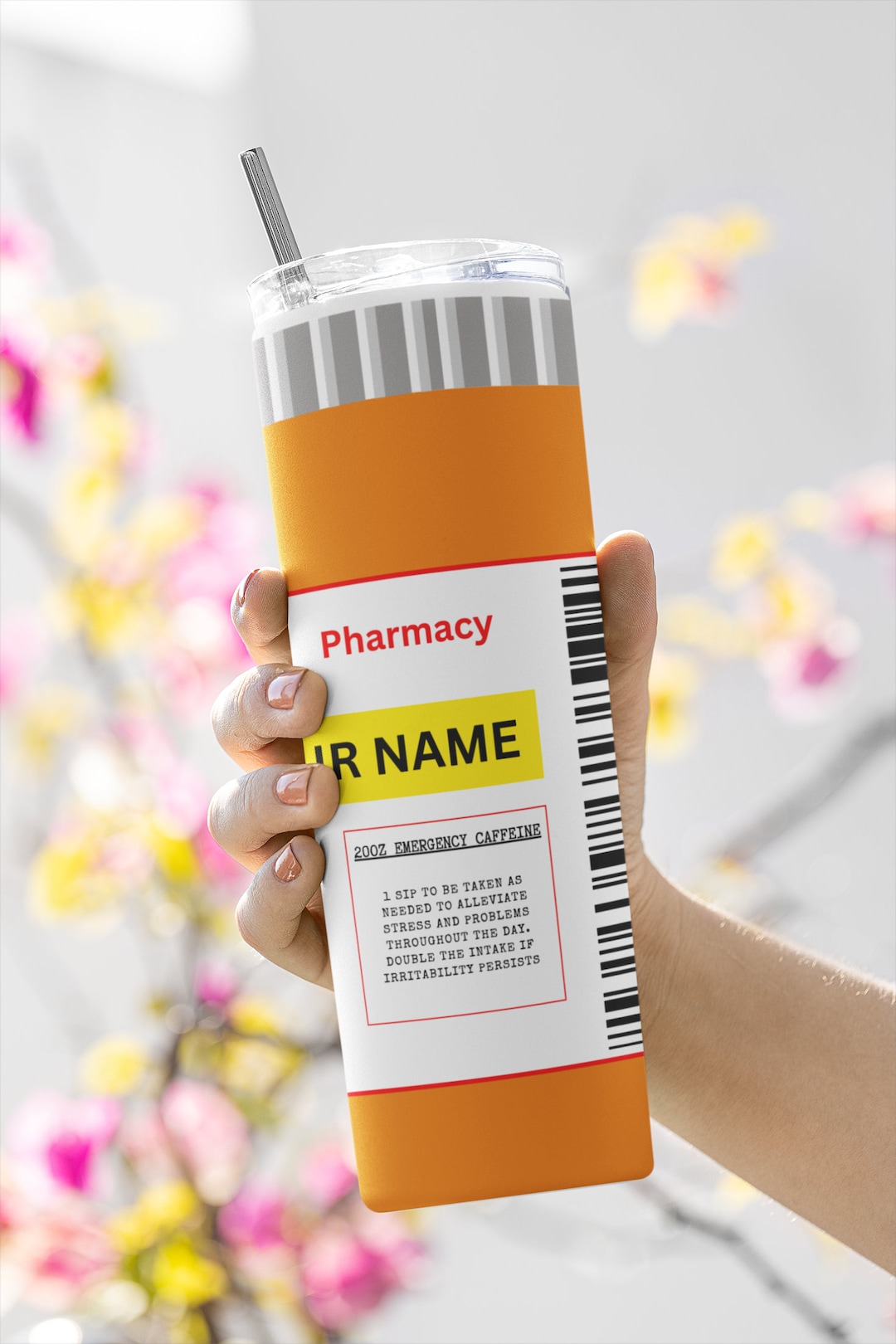 Medication Bottle Pill Bottle 20oz Skinny RX Bottle Personalized ...