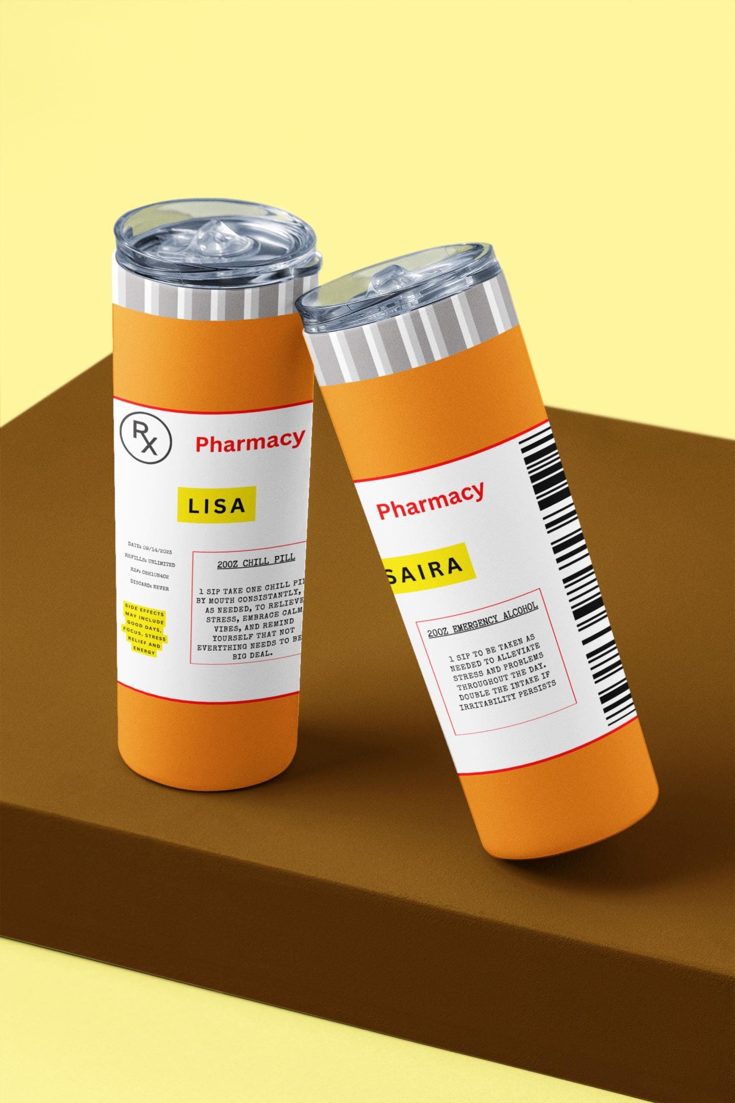 Medication Bottle - Pill Bottle -20oz Skinny RX Bottle - Personalized ...