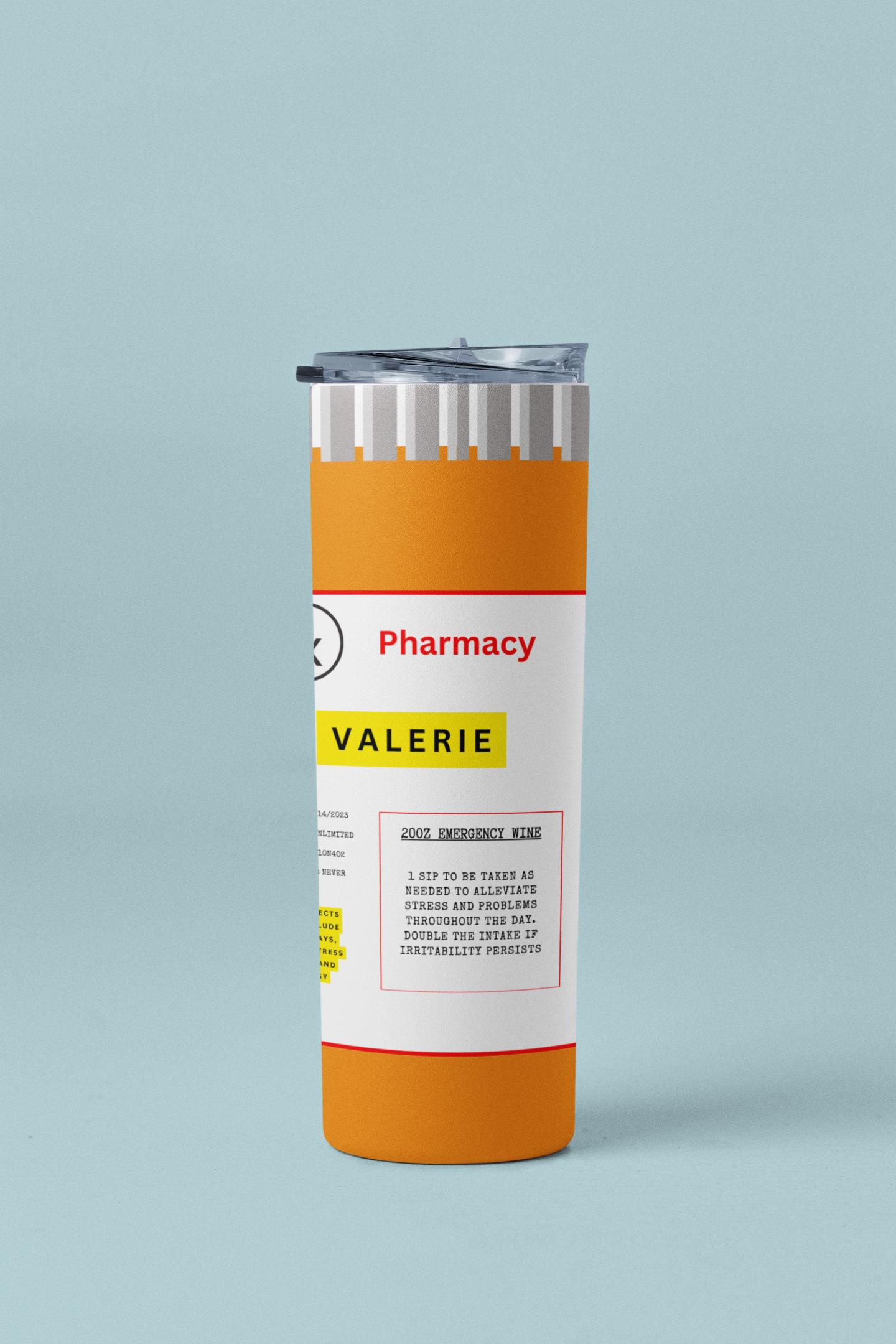 Medication Bottle - Pill Bottle -20oz Skinny RX Bottle - Personalized ...