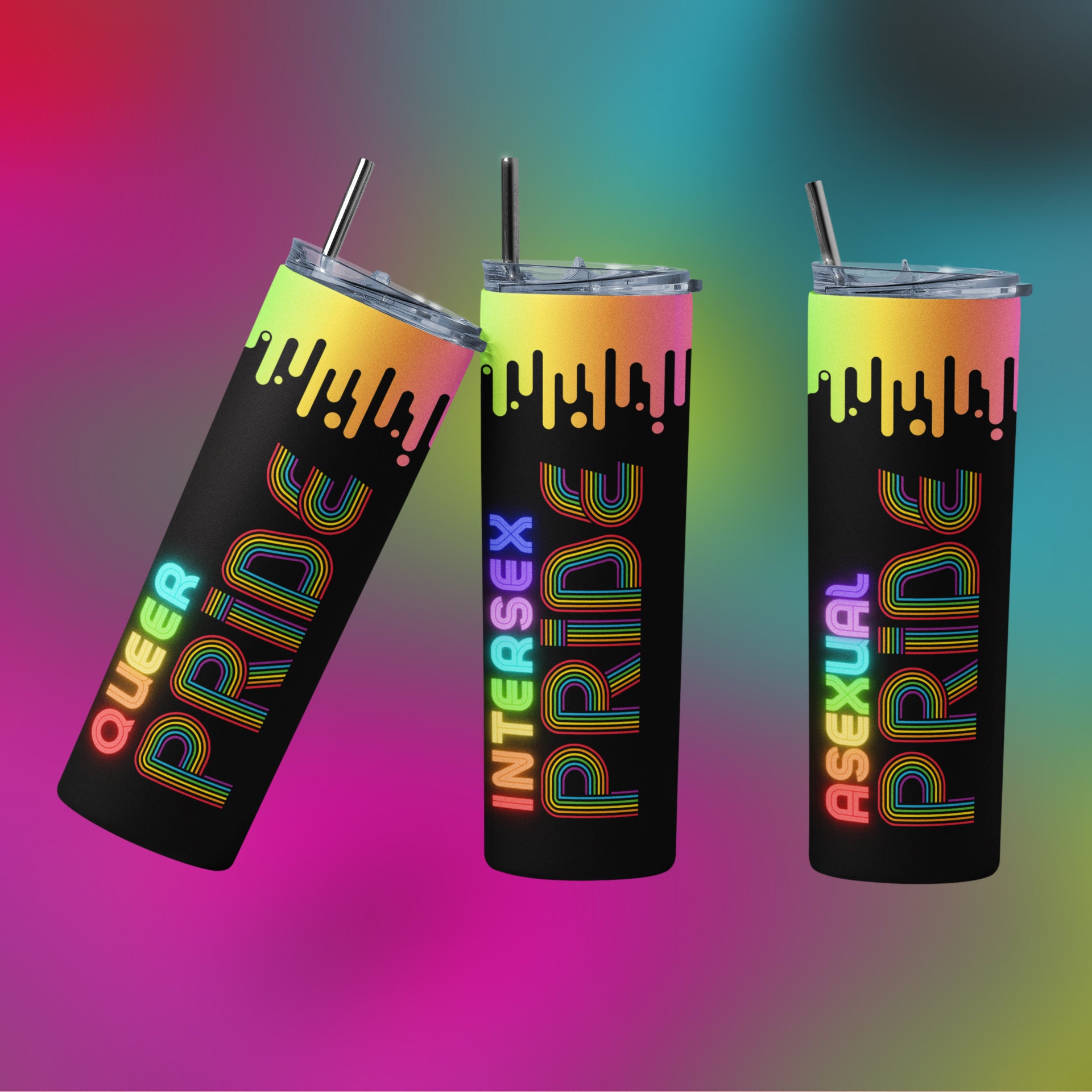 LGBTQIA Pride 20oz Tumbler With Lid & 2 Straws - Etsy