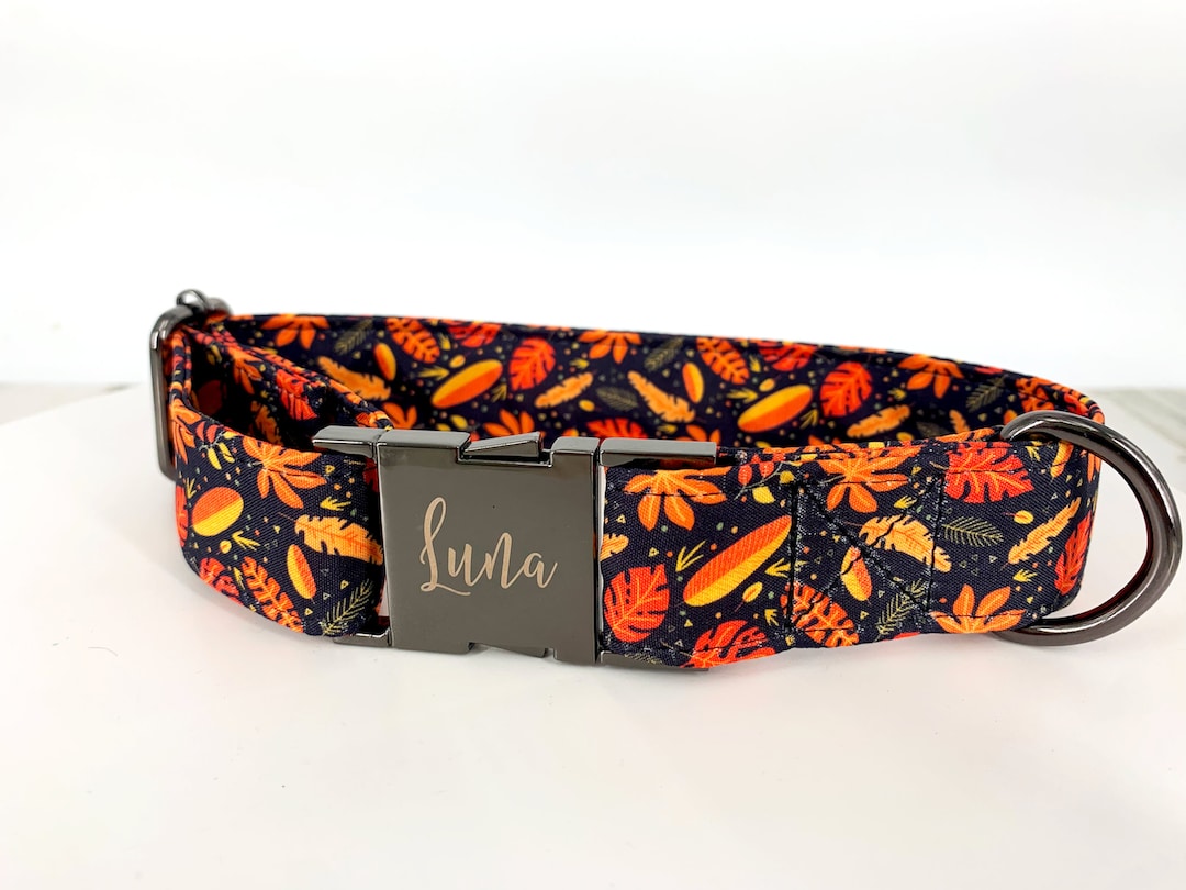 Autumn Leaves Dog Collar Personalized, Autumn Design, Fall Thanksgiving ...