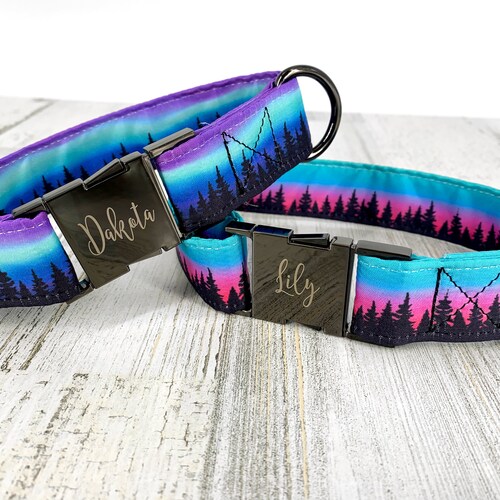 Personalized Mountain Landscape Dog Collar W/ Metal Buckle - Etsy