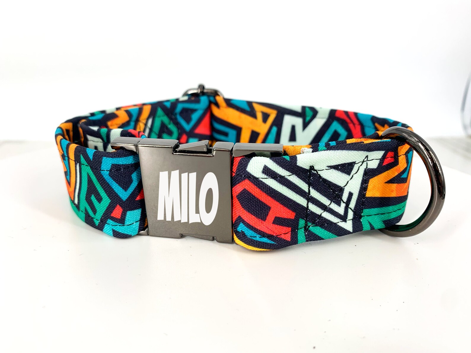 Personalized Laser Engraved Graffiti Style Collar, Quick Release Metal ...
