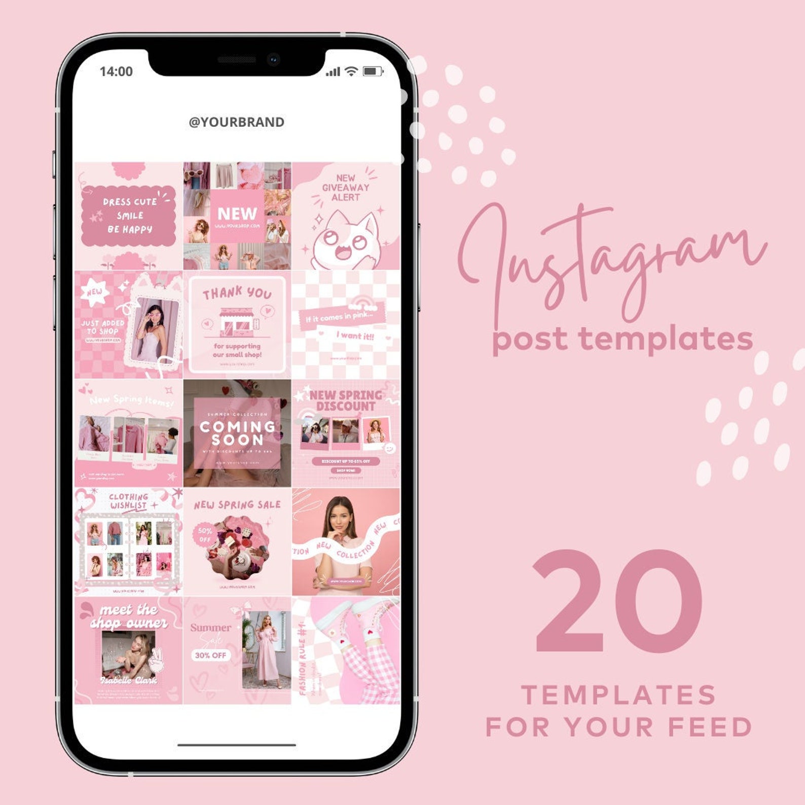 Cute Pink Instagram Templates for Clothing Shop | Pink Canva Templates ...