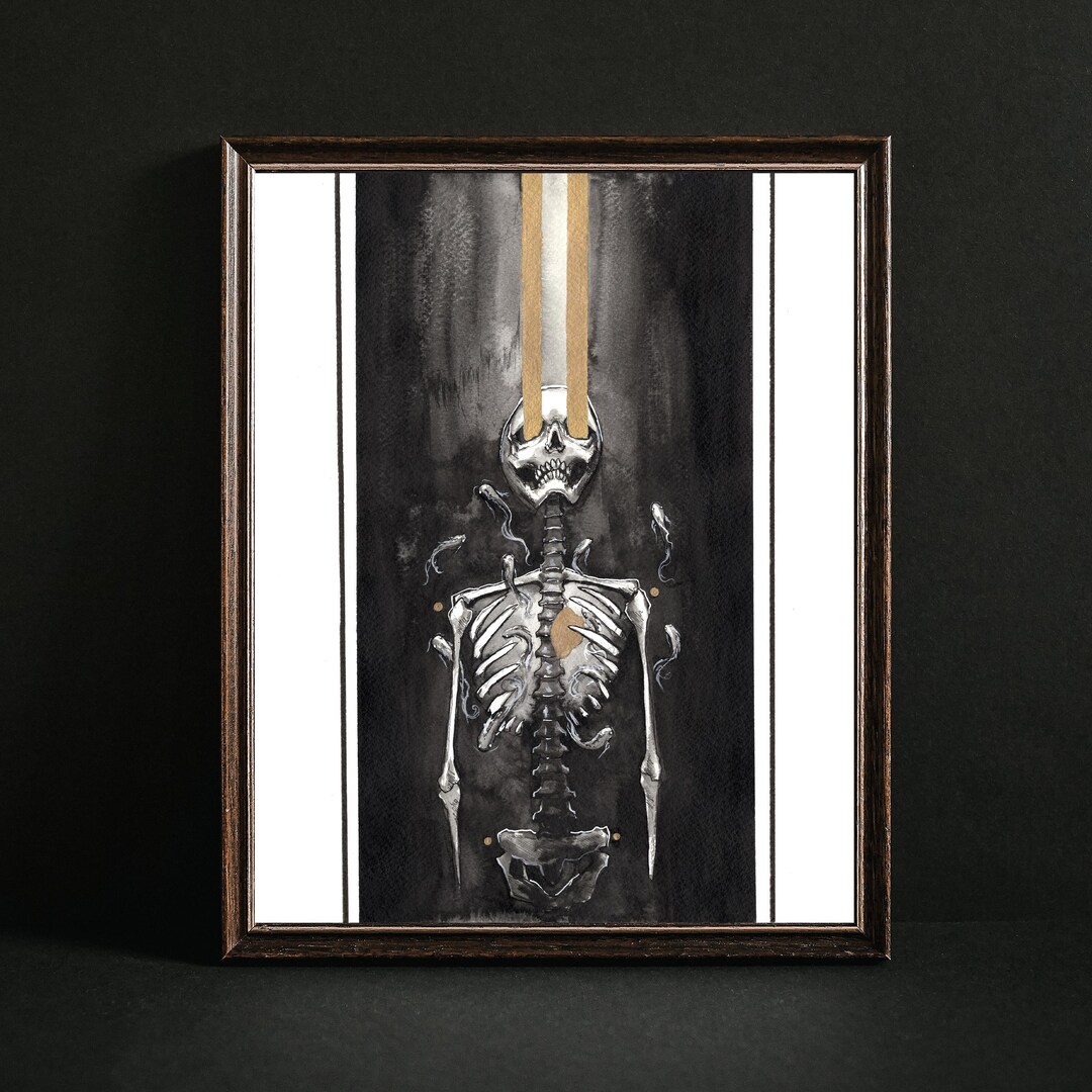 The Empath Skeleton Art Print, Dark Arts, Ink Painting, Expressive ...