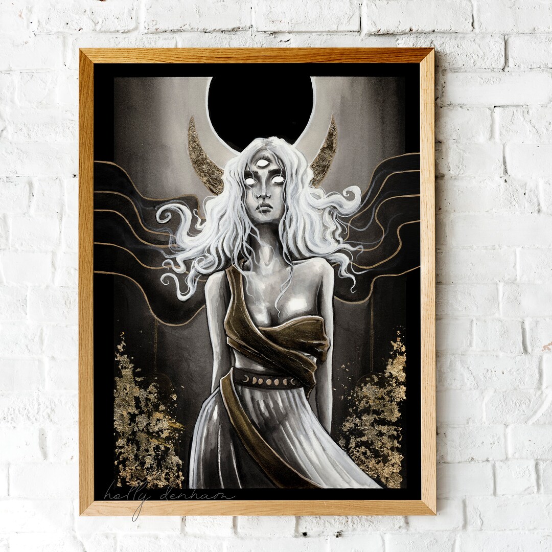 The High Priestess Print, Dark Artwork, Divination Painting, Ink Art ...