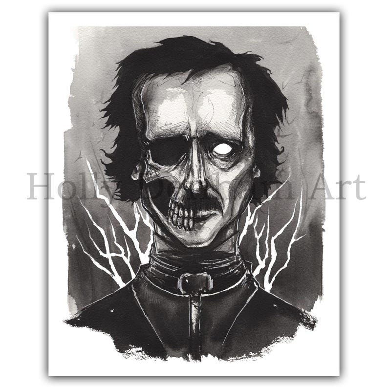 Edgar Allan Poe Art, Ink Painting, Dark Artwork, Literature Inspired ...