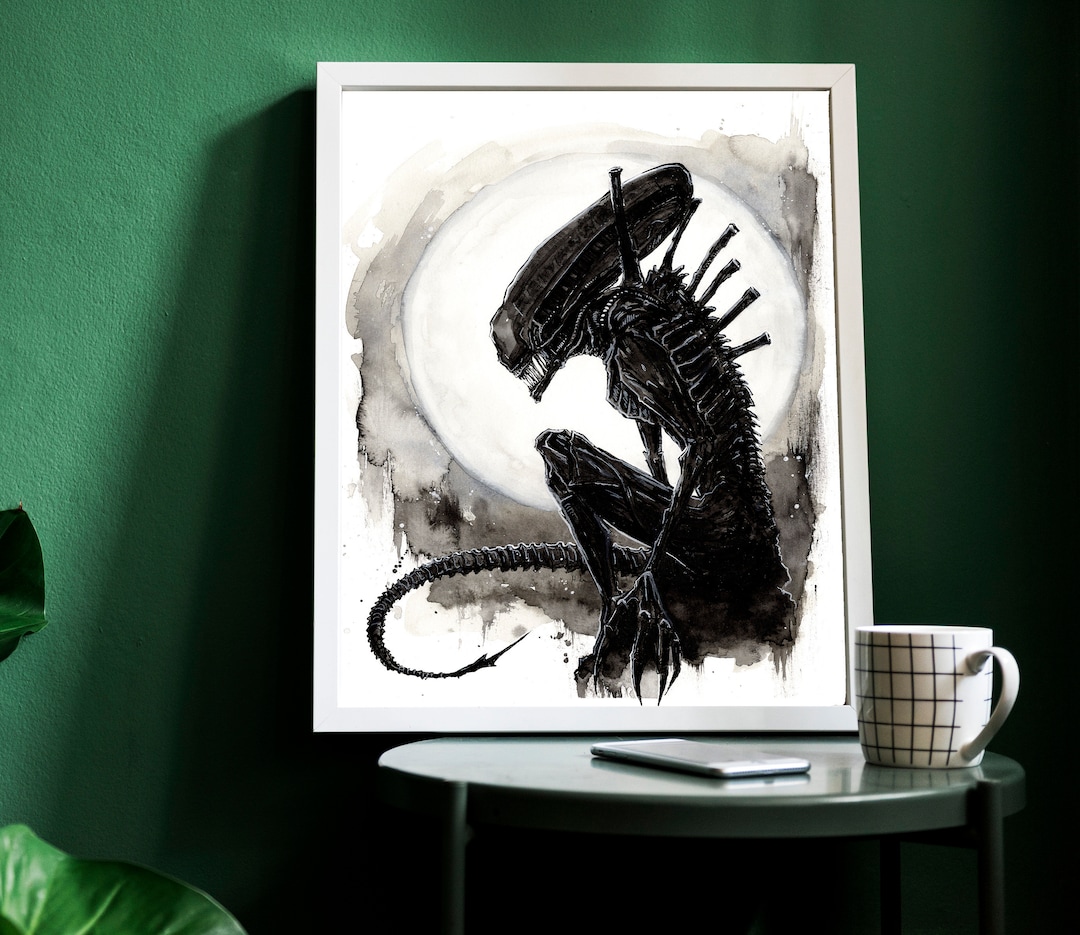 Xenomorph Art Print, Alien Drawing, Science Fiction, Dark Artwork ...