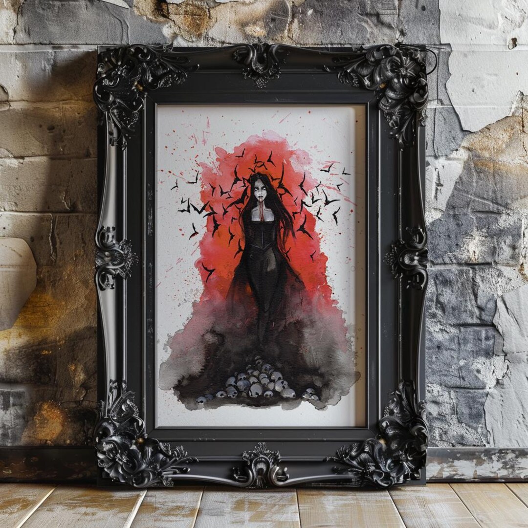 Vampire Painting Print, Dark Artwork, Horror Wall Decor, Ink Art Prints ...