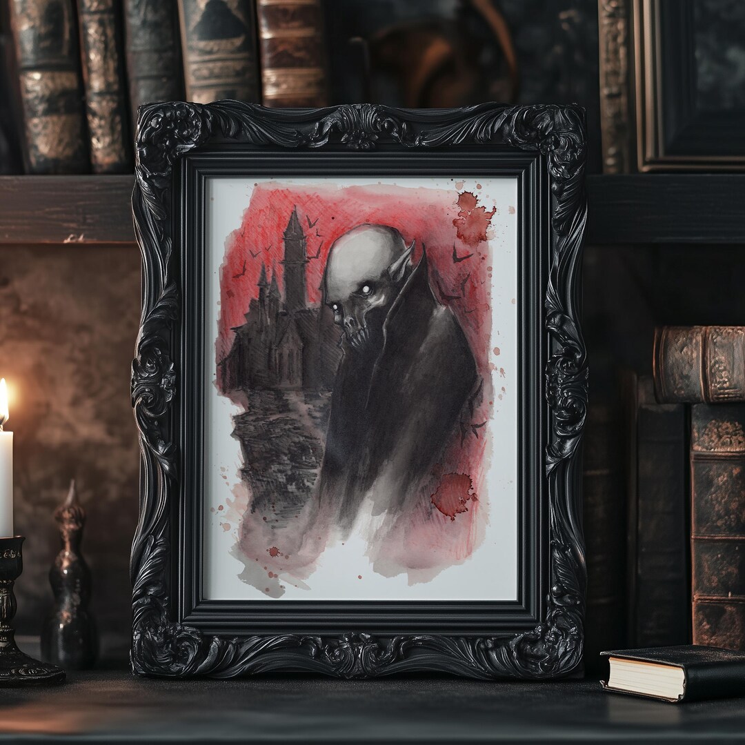 Nosferatu Print , Horror Artwork, Dracula Painting, Dark Art, Spooky ...