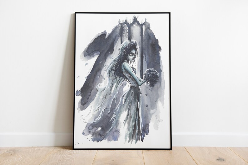 Corpse Bride Art Print, Emily Illustration, Horror Characters ...