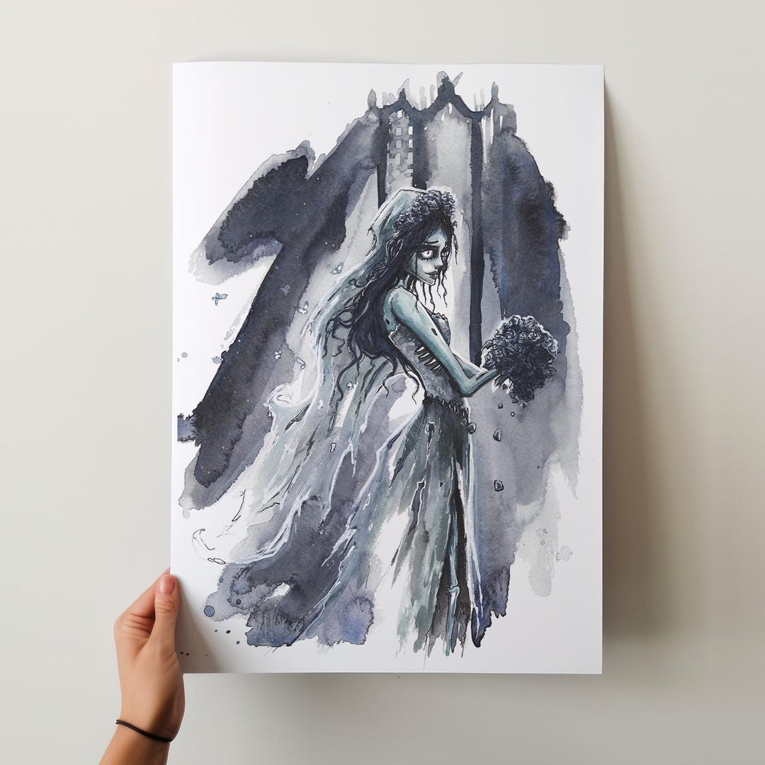 Corpse Bride Art Print, Emily Illustration, Horror Characters ...