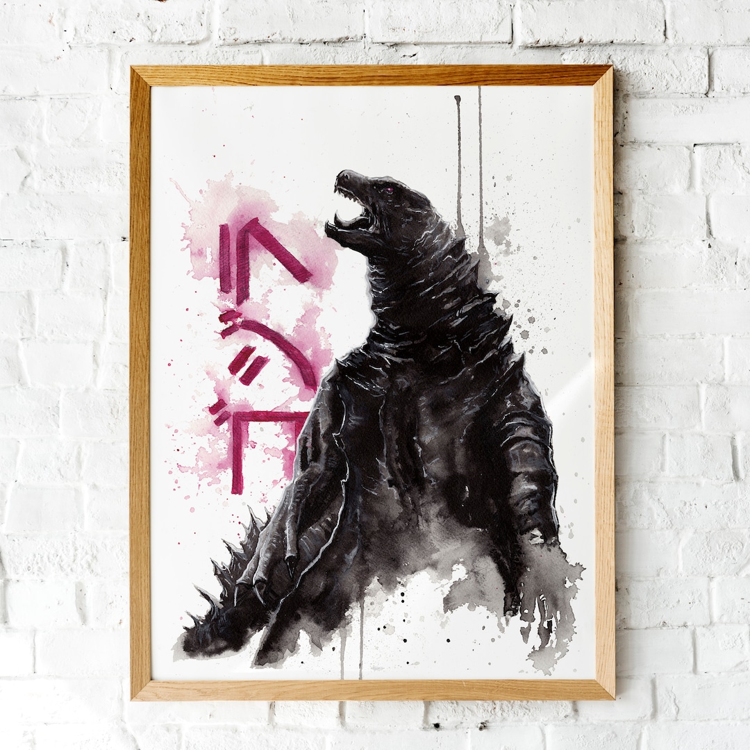 Godzilla Art Print, Kaiju Illustration, Sci-fi, Monster Prints, Artwork ...