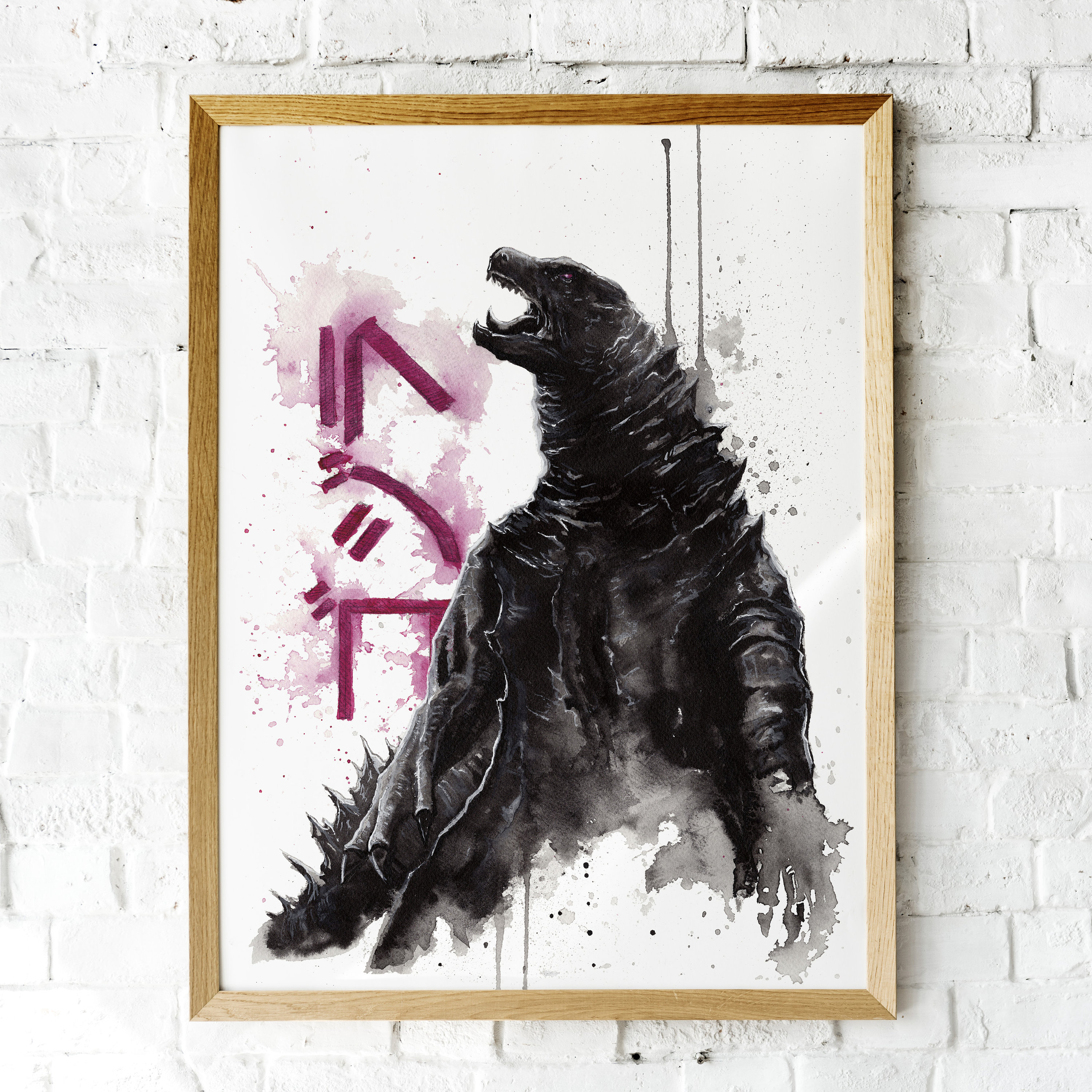 Godzilla Art Print, Kaiju Illustration, Sci-fi, Monster Prints, Artwork ...