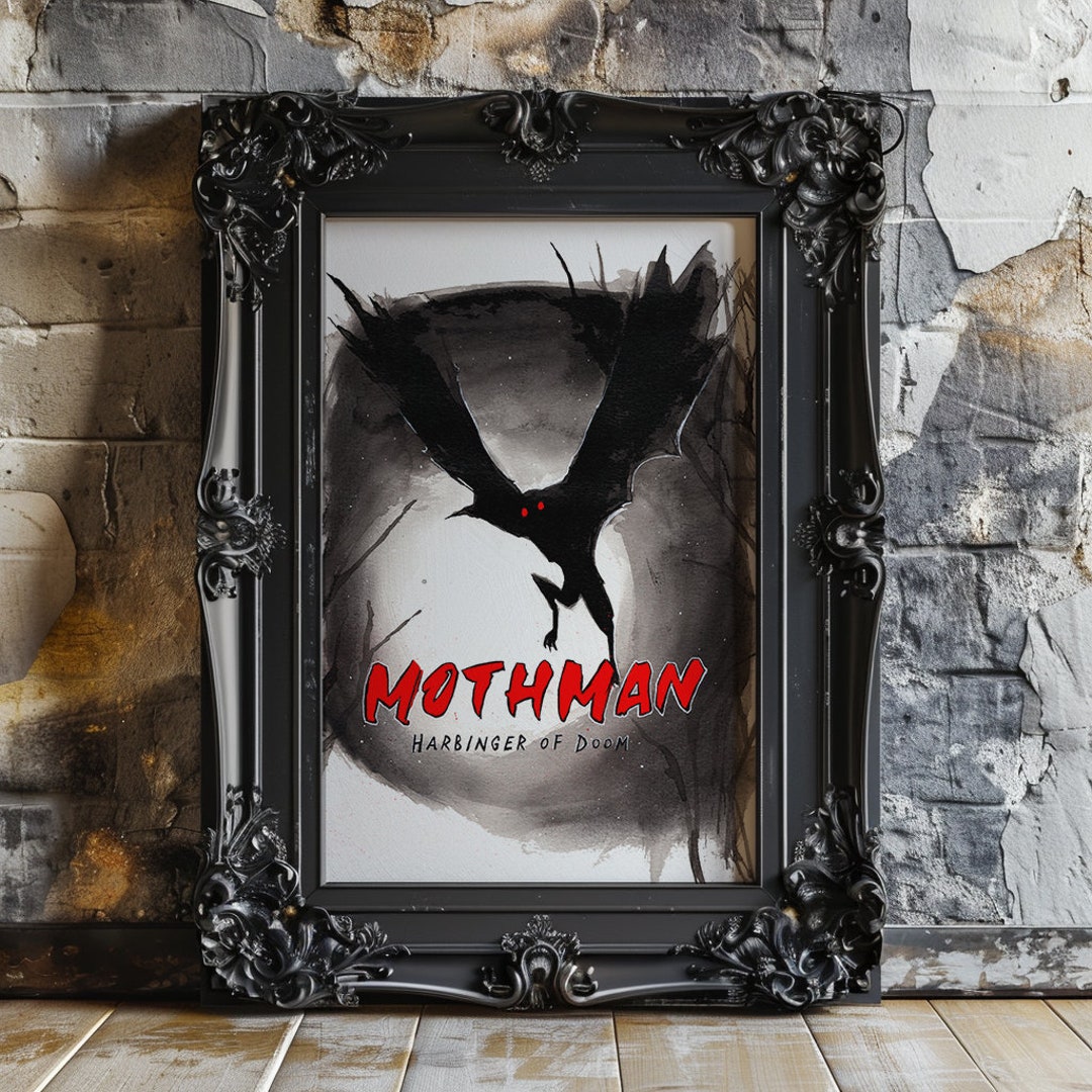 Mothman Art Print, Cryptid Artwork, Dark Illustration, Spooky Horror ...