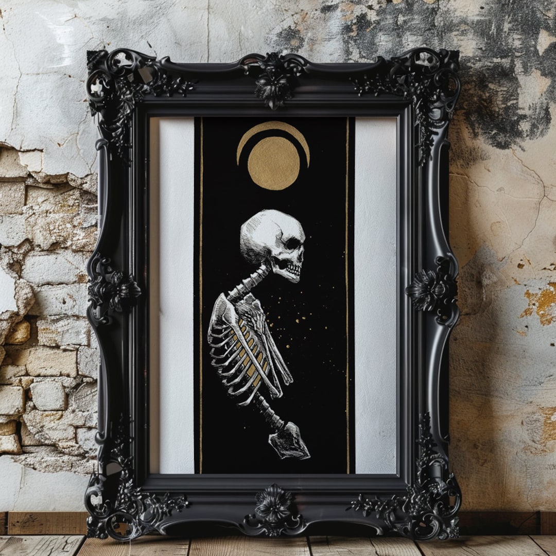 The Emotional Art Print Skeleton Ink Drawing Dark Artwork Goth