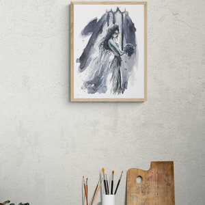 Corpse Bride Art Print, Emily Illustration, Horror Characters ...