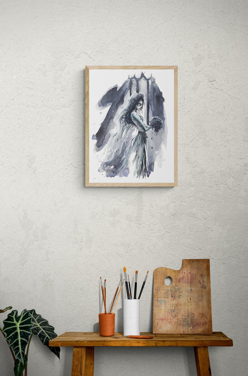 Corpse Bride Art Print, Emily Illustration, Horror Characters ...