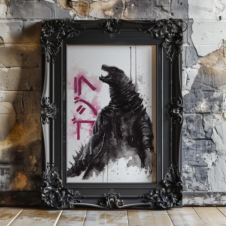 Godzilla Art Print, Kaiju Illustration, Sci-fi, Monster Prints, Artwork ...