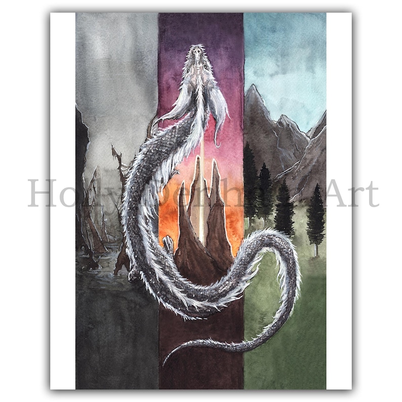 Falcor Luck Dragon Watercolor Art Print, Fantasy Artwork - Etsy