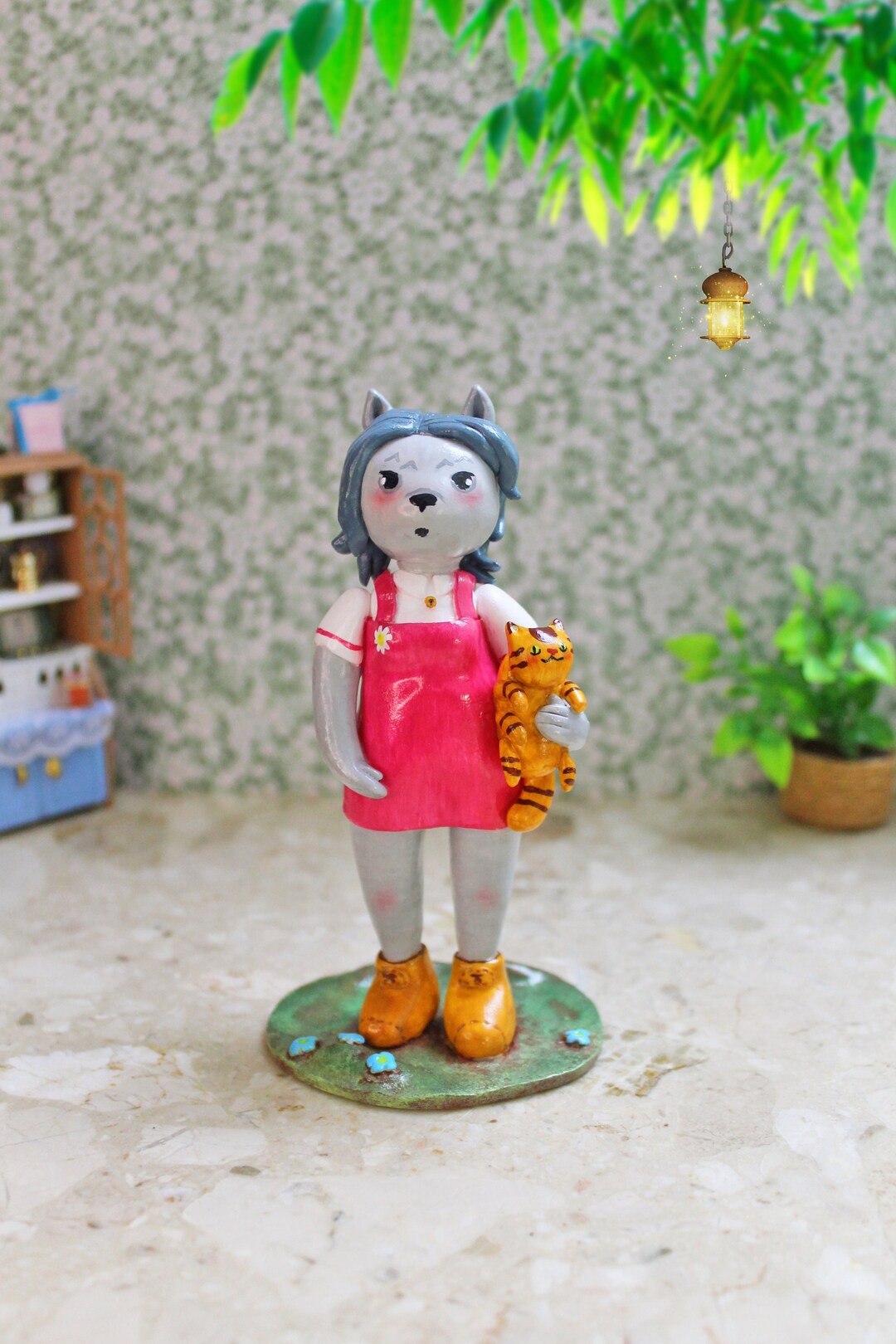 Totoro Girl With a Cat Figurine Fan Art, Cat Bus, Cartoon Anime ...
