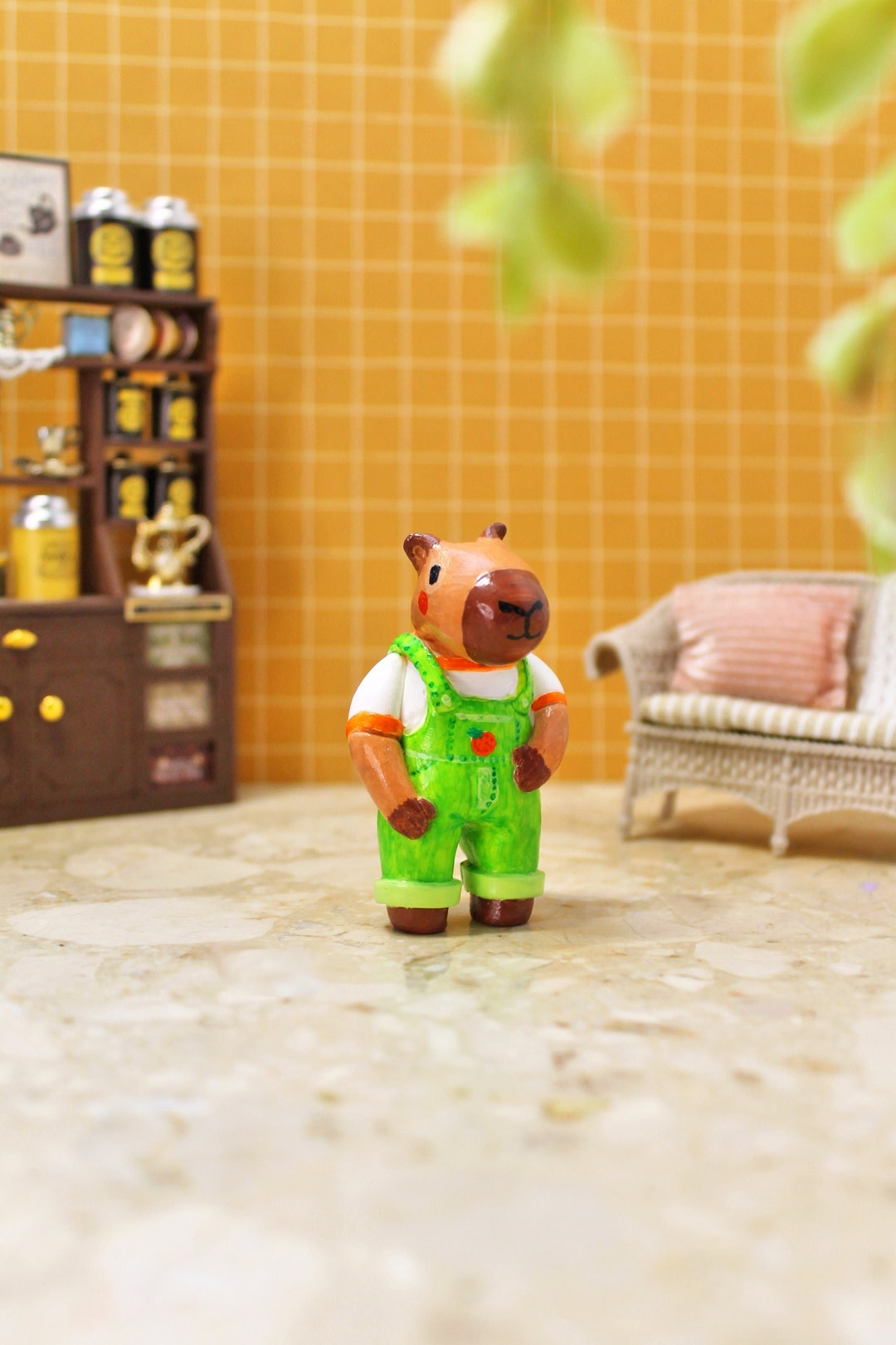 Capybara in Overalls - Figurine, Funny Handmade, Dollhouse Dweller ...